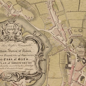 Old Map of Shrewsbury in 1746 by John Rocque - River Severn, Frankwell ...