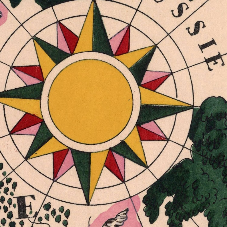 Old Map of Europe and North Africa by Mazuyer, 1931: Pictorial Style ...