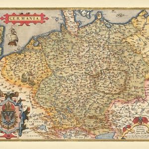 Old Map of Germany, the Holy Roman Empire by Ortelius, 1573: Germania ...
