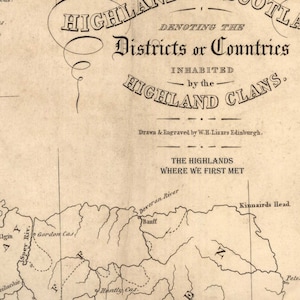 Scotland Clan Map - Rare Old Colour Map of the Highlands of Scotland by ...