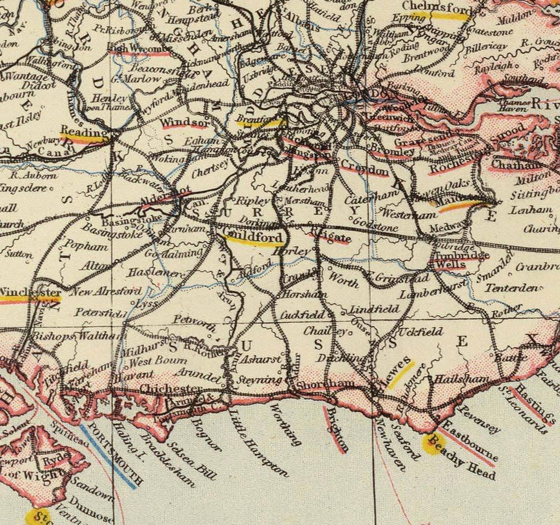 Old Rail Map of England and Wales, 1883: Letts's Railway & Statistical ...