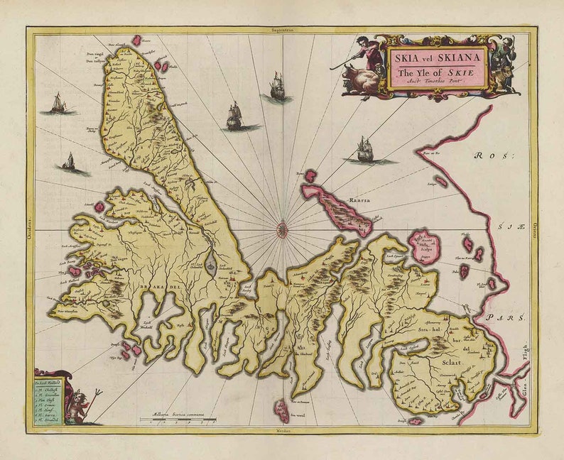 Old Map of the Isle of Skye in 1665 by Joan Blaeu - Portree, Raasay ...