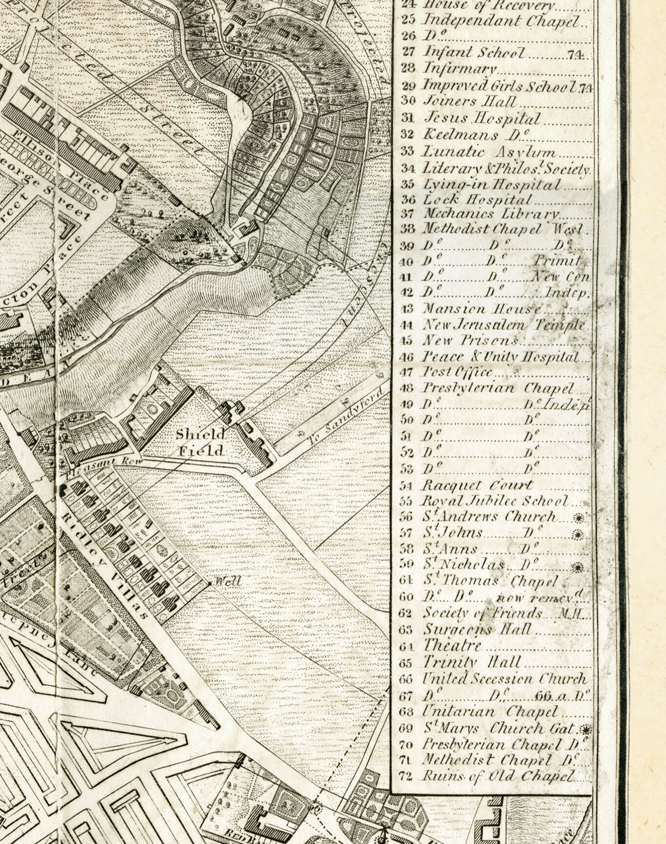 Old Map of Newcastle Upon Tyne and Gateshead by Thomas Oliver, 1830 ...