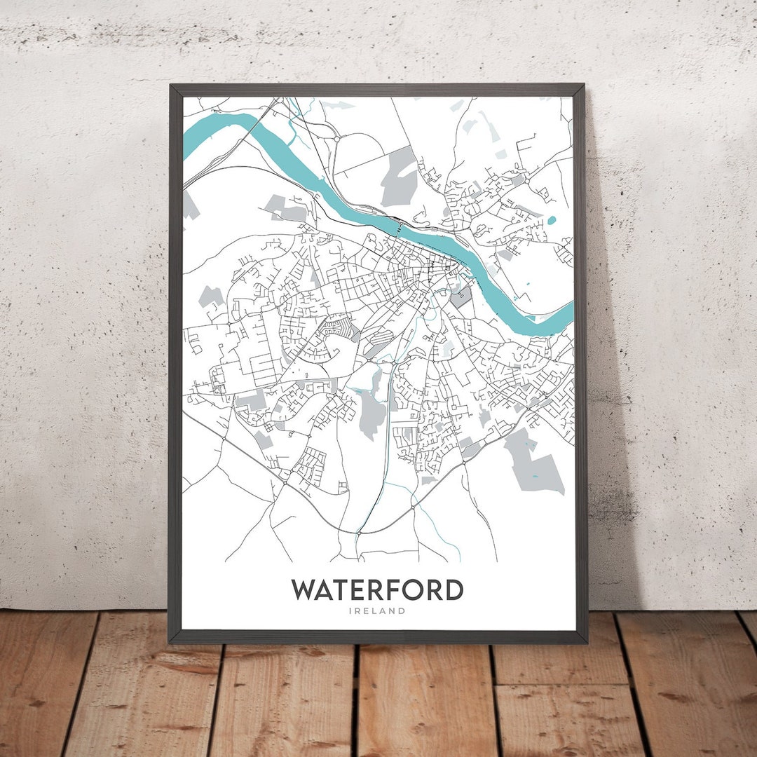 Modern City Map of Waterford, Ireland: Castle, Reginald's Tower, Christ ...