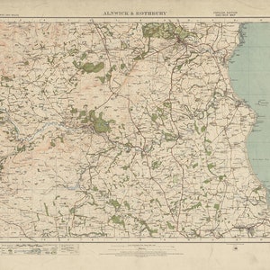 Old Ordnance Survey Map, Sheet 4 - Alnwick & Rothbury, 1919-1926 ...