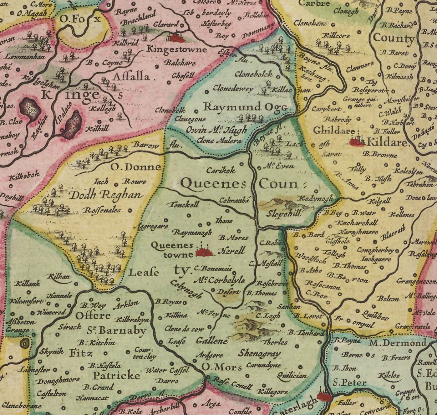 Old Map of Leinster, Ireland in 1665 by Blaeu - County Dublin, Kilkenny ...