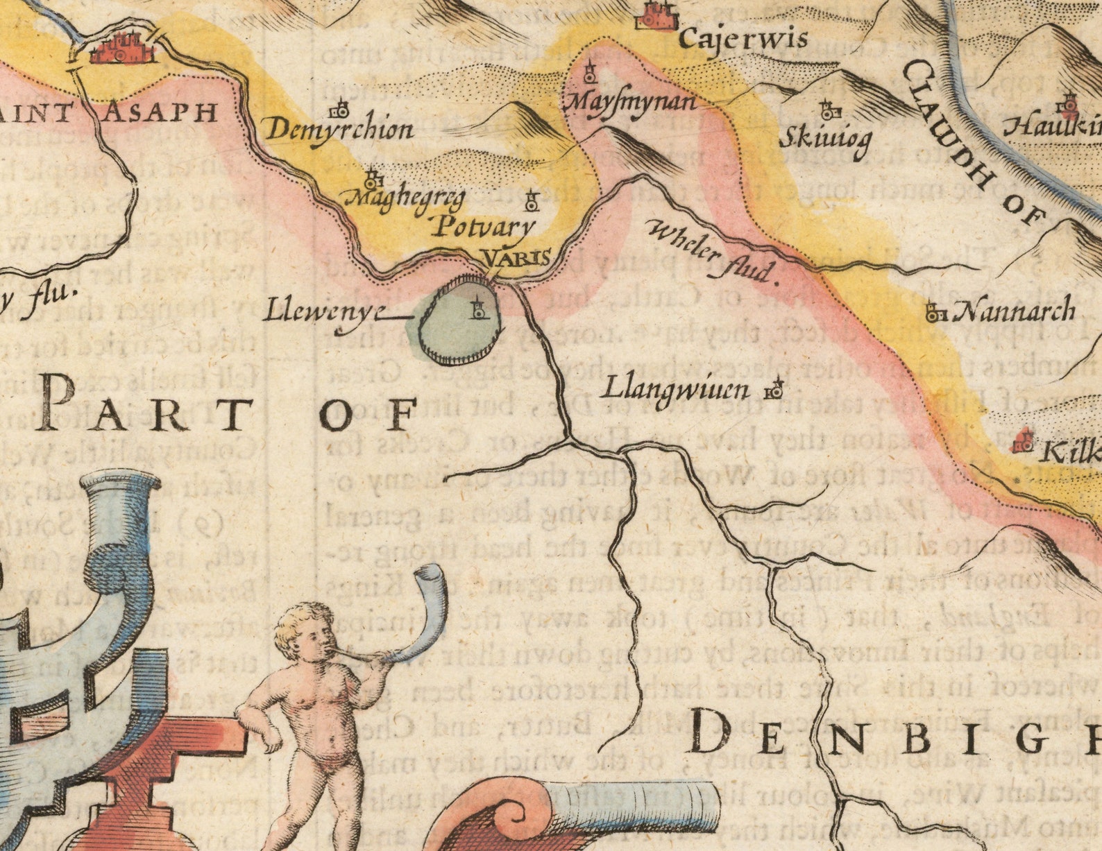 Old Map of Flintshire Wales, 1611 by John Speed - Flint, Mold, Chester ...