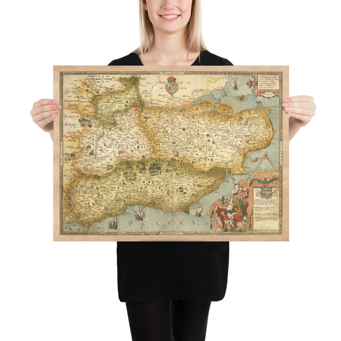 Old Map of Southeast England in 1575 - London, Kent, Sussex, Surrey ...