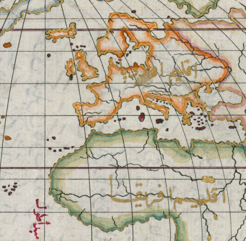 Old Arabic World Map in 1525 by Piri Reis - North America, South ...