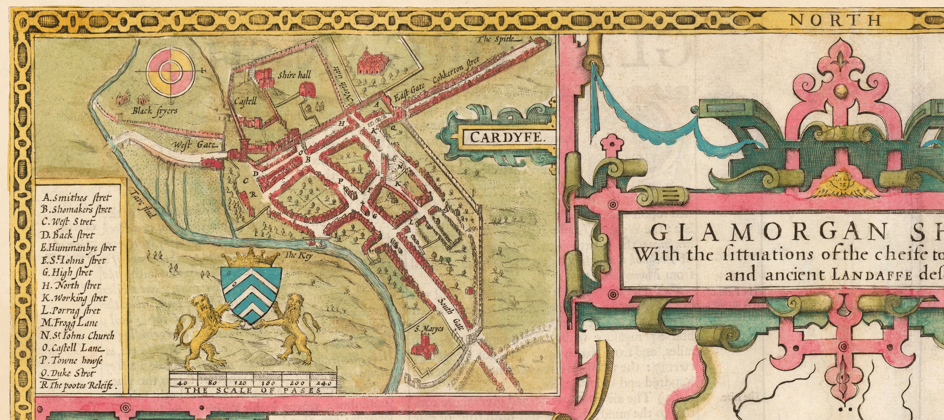 Old Map of Glamorgan Wales 1611 by John Speed Cardiff - Etsy