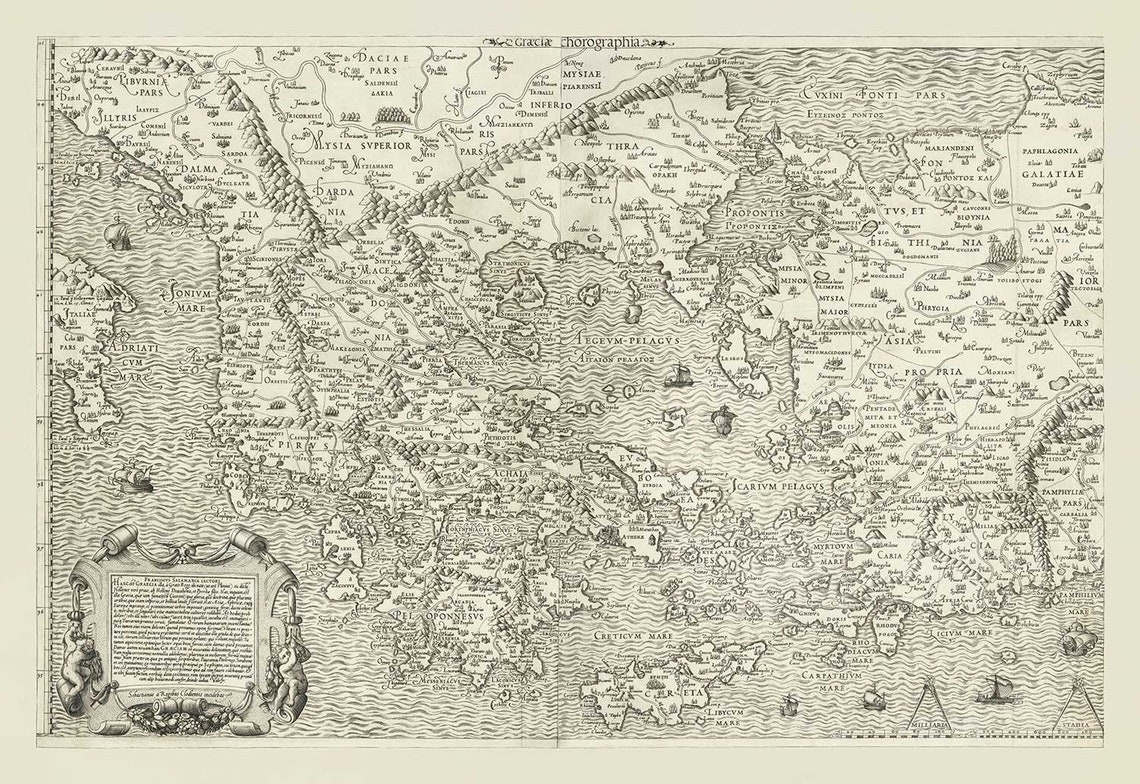 Old Map of Ancient Greece 1558 by Salamanca Macedonia - Etsy