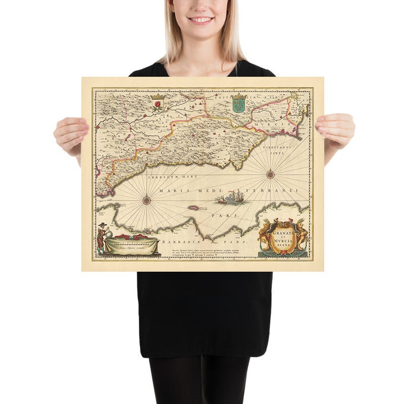 Old Map of the Kingdoms of Granada & Murcia, Spain by Visscher, 1690 ...