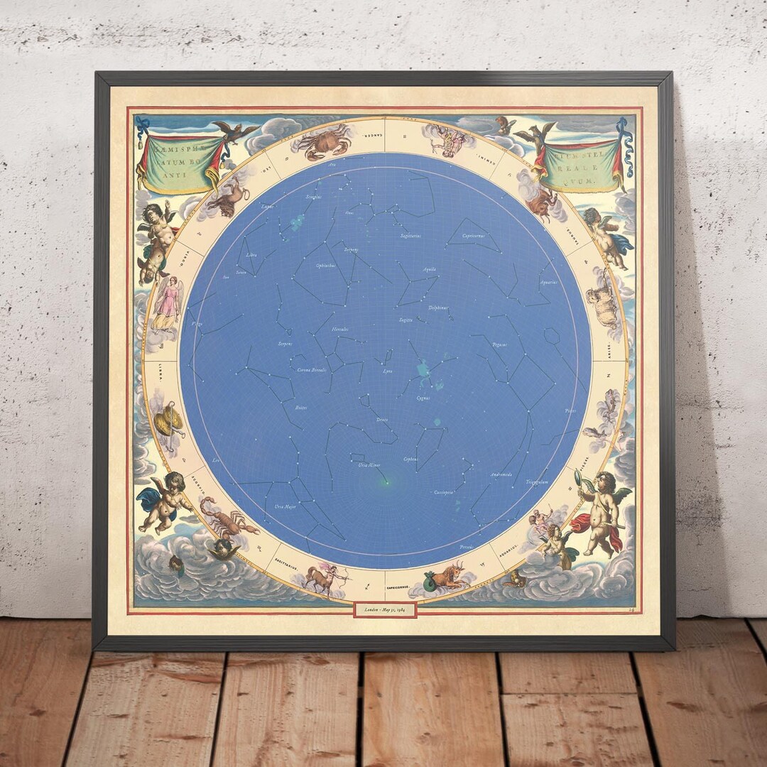 Personalised Old Star Map: Custom Celestial Chart for Specific Date ...
