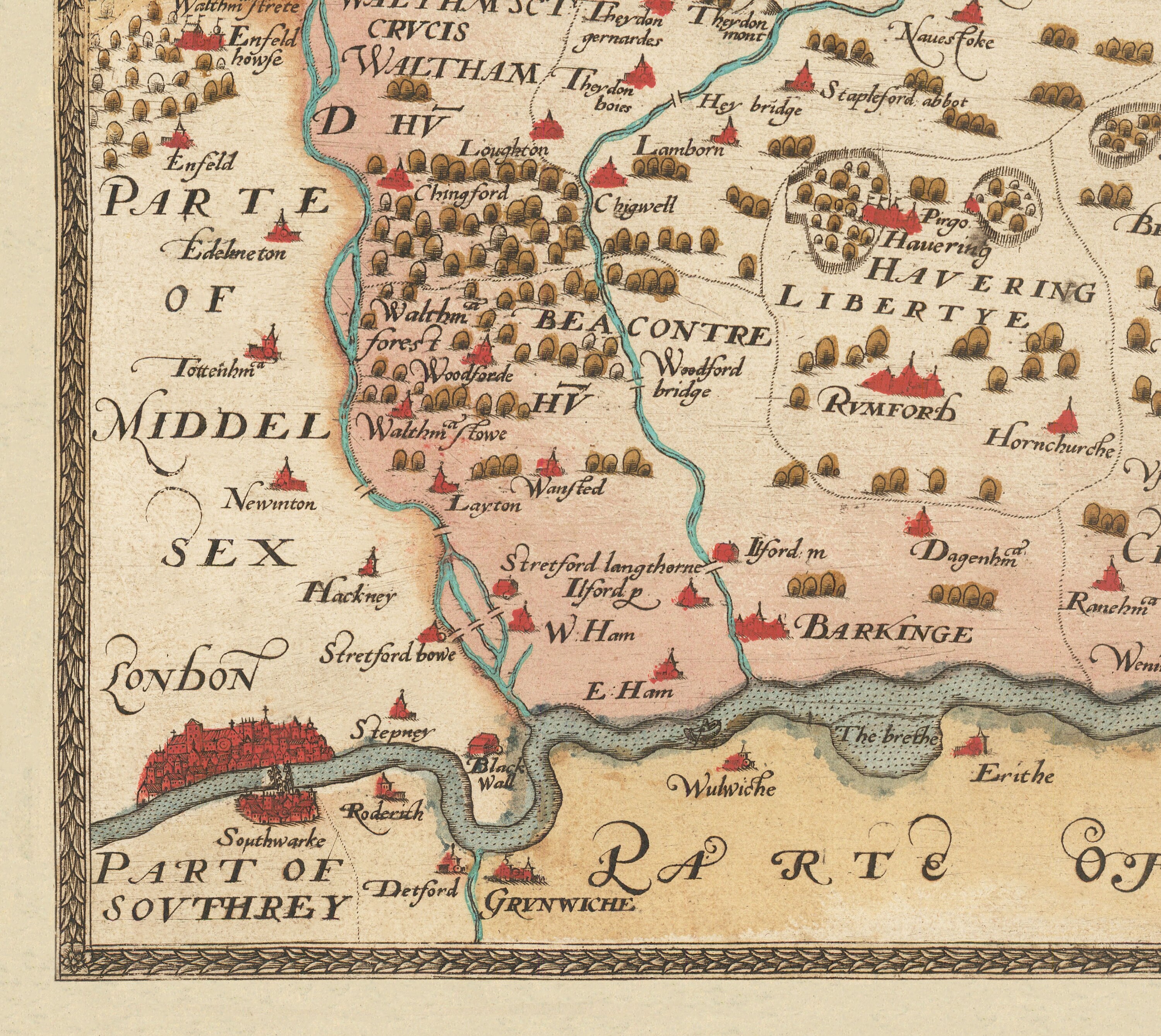 Old Map of Essex 1579, Saxton - First Map of Essex - Southend ...