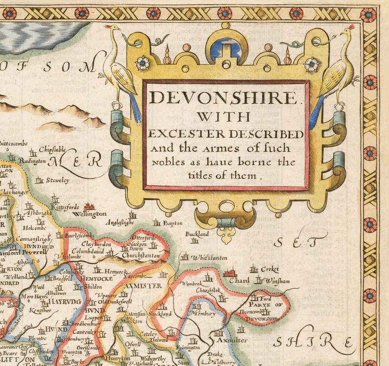 Old Map of Devon, 1611 by John Speed - Plymouth, Exeter, Torquay ...