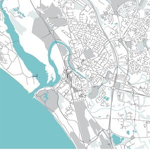 Modern Town Map of Irvine, Scotland: Town Centre, River Irvine ...