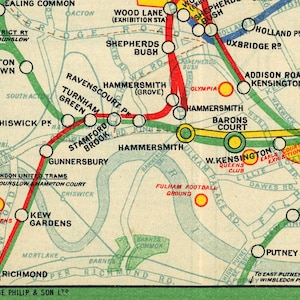 Old London Underground Tube Map 1912 - Oxford Circus, Piccadilly, Bank ...