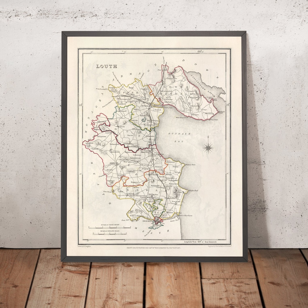 Old Map of County Louth by Samuel Lewis 1844: Dundalk - Etsy