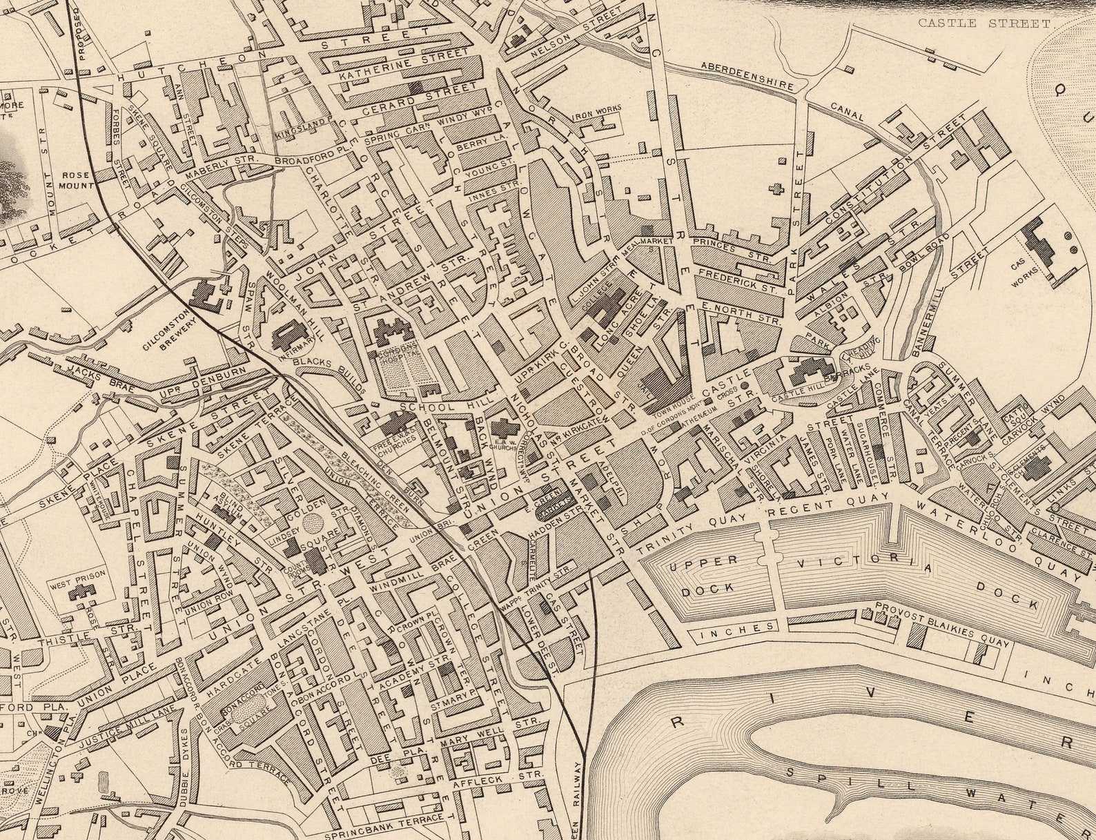 Old Map of Aberdeen Scotland in 1851 by Tallis & Rapkin | Etsy UK