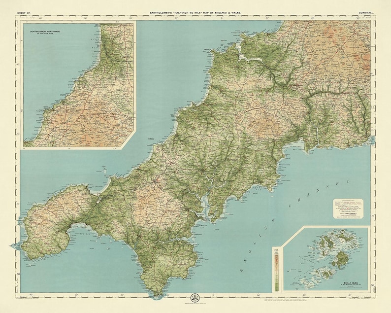 Old OS Map of Cornwall by Bartholomew, 1901: Bodmin Moor, Tintagel ...