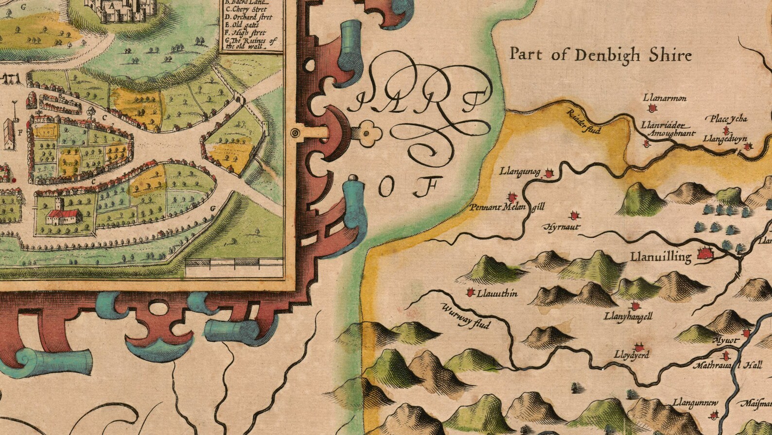 Old Map of Montgomeryshire, Wales, 1611 by John Speed - Powys, Maldwyn ...
