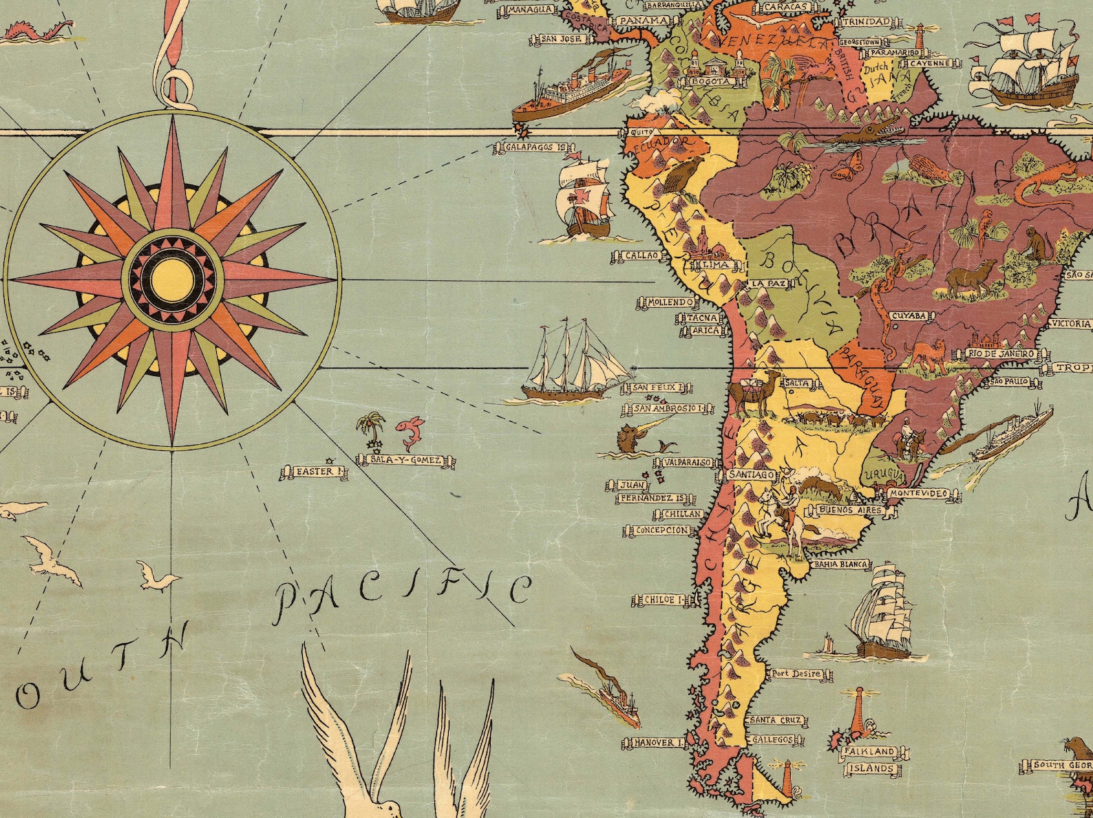 Alte Mercator Karte der Welt im Jahr 1931 von Ernest Dudley Chase ...