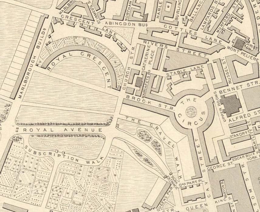 Old Map of Bath by John Rapkin 1851 Circus Royal Crescent - Etsy UK