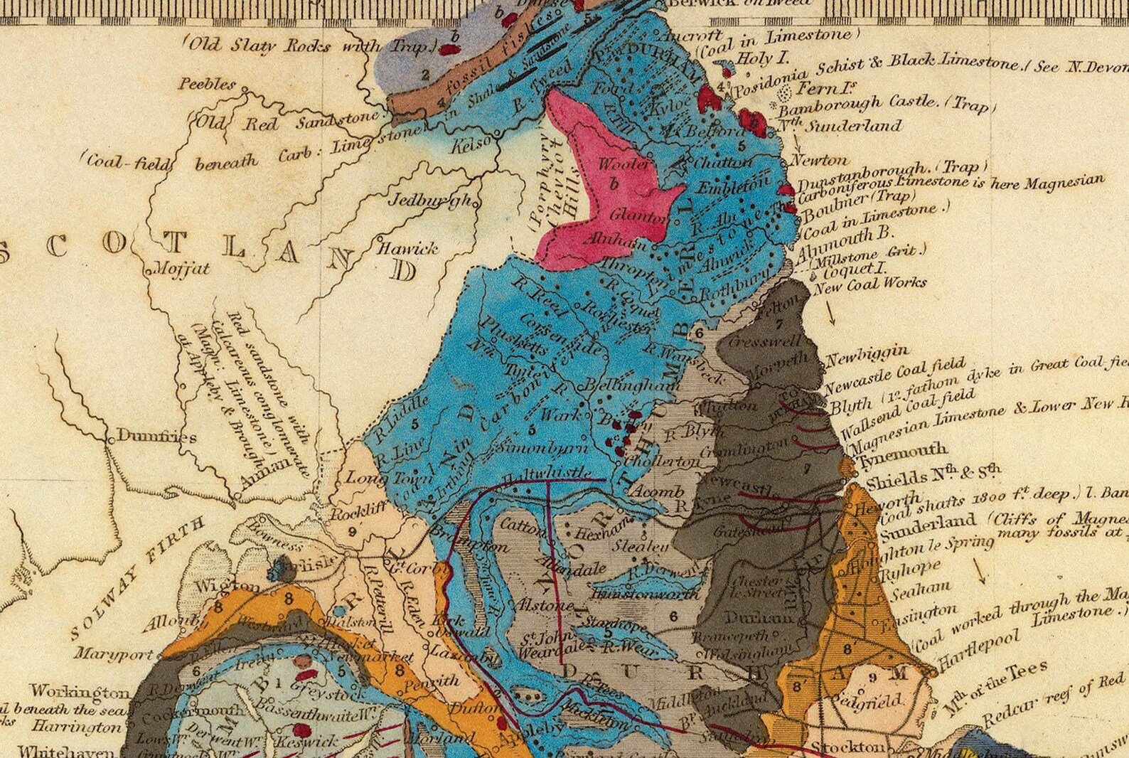 Old Geological Map of England & Wales, 1843 by Murchison - Britain, UK ...