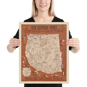 Old Map of the American Wild West by Andy Dagosta in 1968 - Cowboys ...