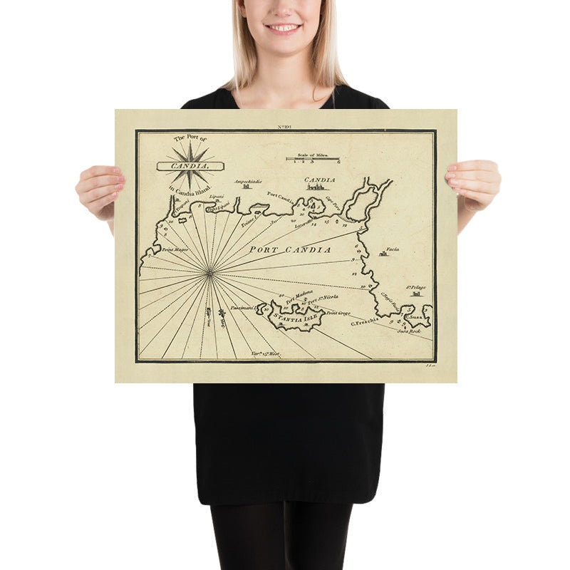 Old Port of Heraklion Nautical Chart by Heather, 1802: Candia, Crete ...