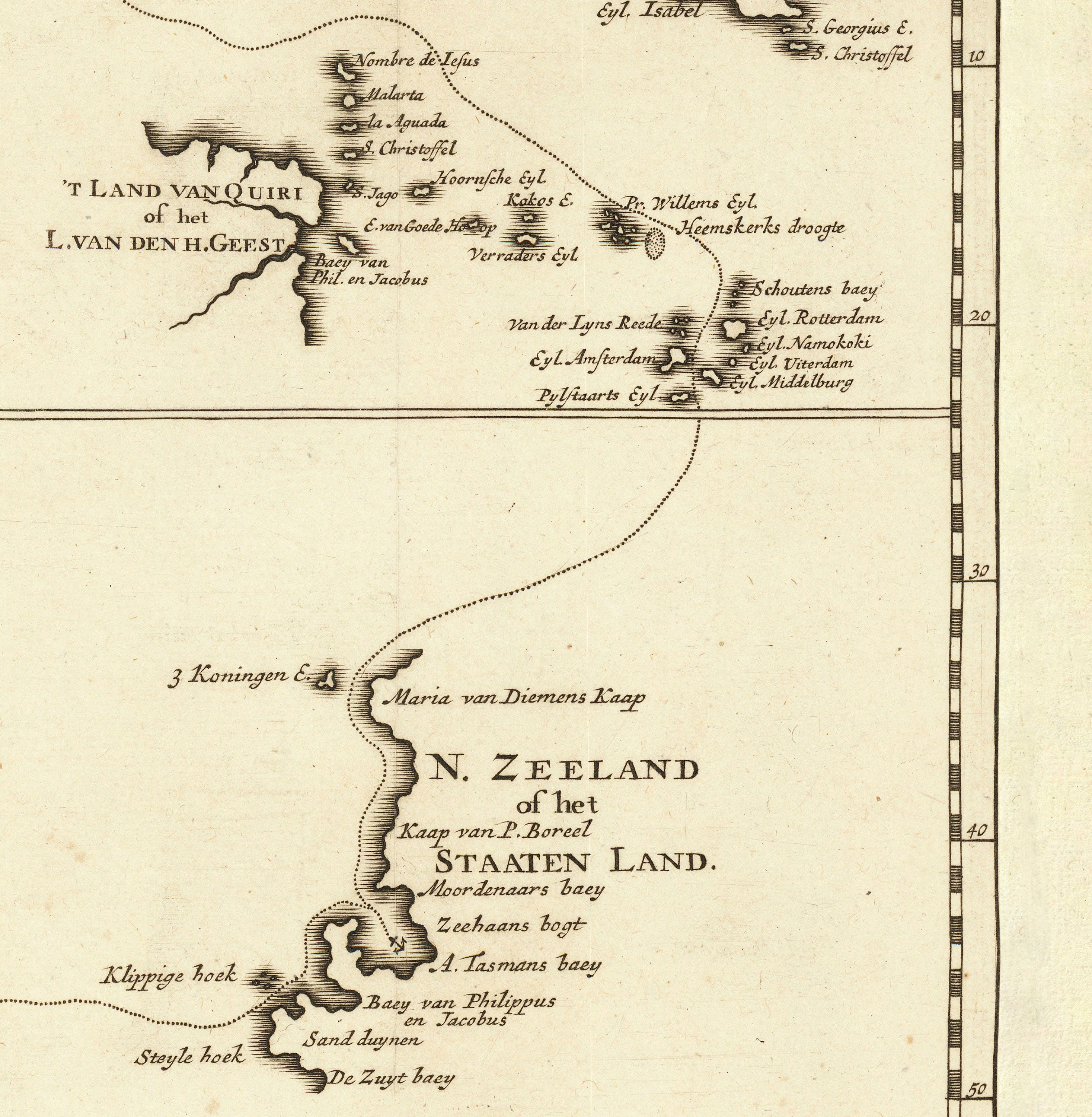 Old Historical Map of New Holland in 1726 by Francois Valentijn - Abel ...