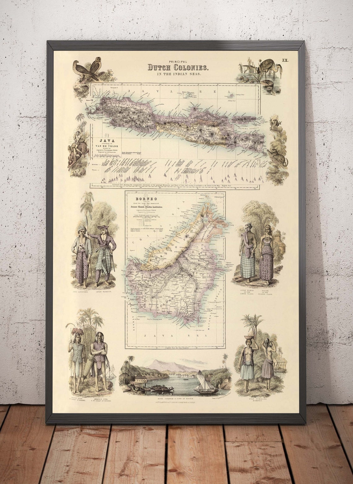 Old Map of the Dutch East Indies in 1872 by Fullarton - Borneo, Java ...