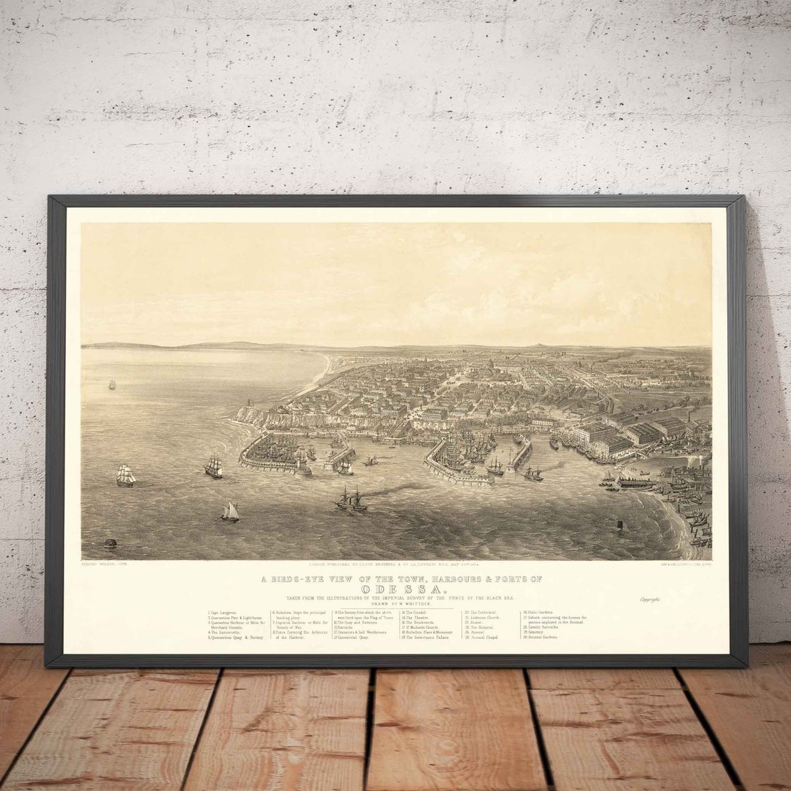 Old Map of Odessa, Ukraine, 1855 - Black Sea Harbour Town - Forts ...