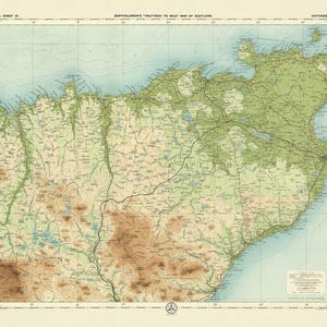 Old OS Map of Caithness District by Bartholomew, 1901: Thurso, Wick ...