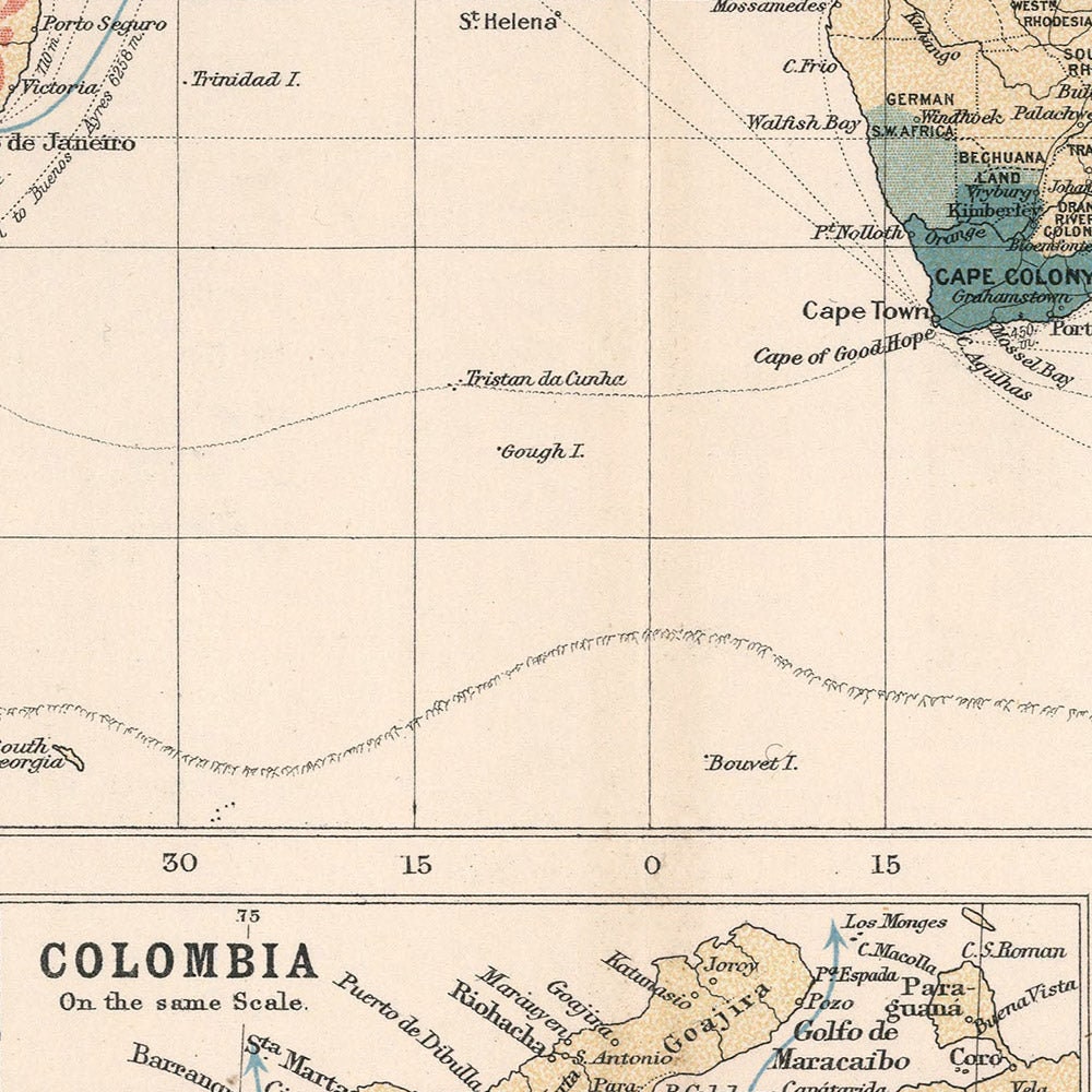 Old World Map of Coffee Production and Consumption, 1907: Global Trade ...