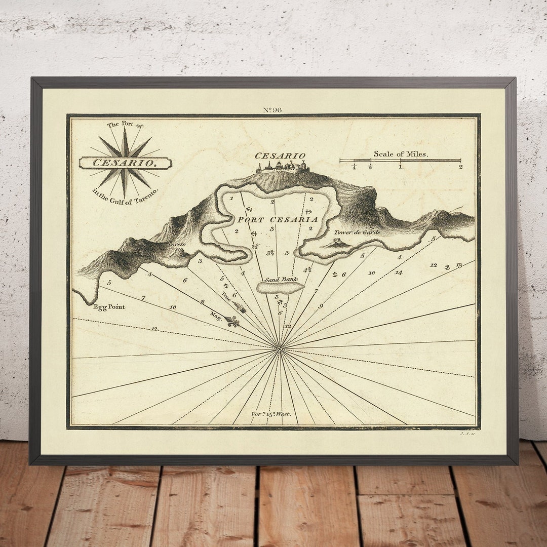 Old Porto Cesareo Nautical Chart by Heather, 1802: Southern Italy, Gulf ...