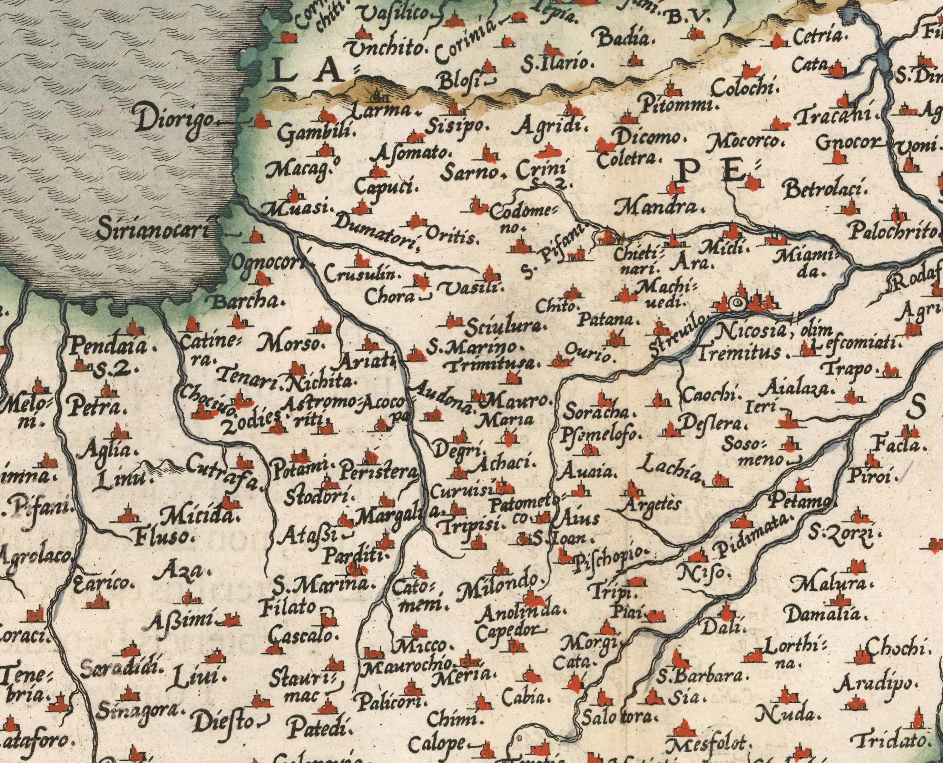 Rare Old Map of Cyprus by Abraham Ortelius, 1573 - Nicosia, Kyrenia ...