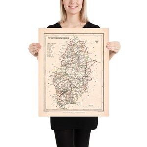 Old Map of Nottinghamshire by Samuel Lewis, 1844: Nottingham, Mansfield ...