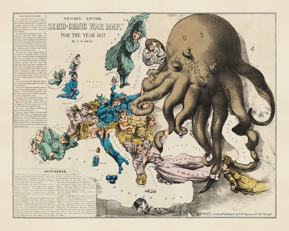 Old Map of Europe 1877 by Fredrick Rose 19th Century - Etsy UK