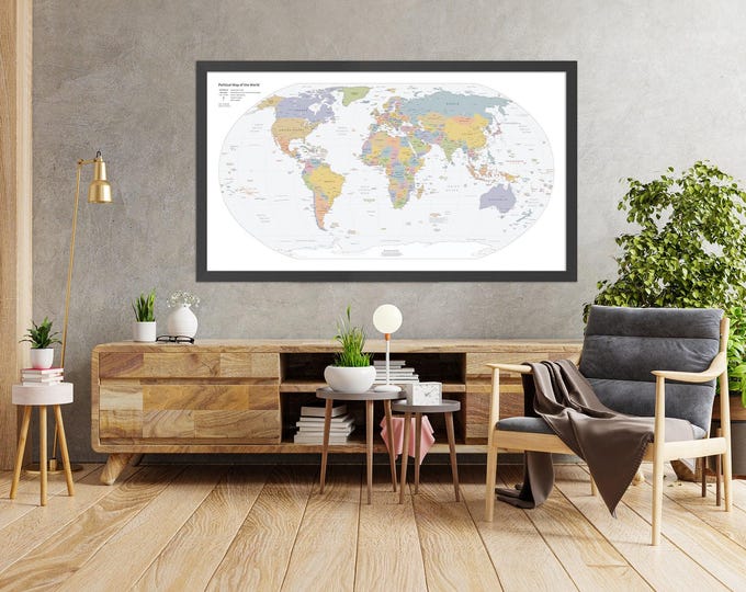 World Wall Map Robinson Projection - 21"x36" Rolled Paper/laminated - Etsy