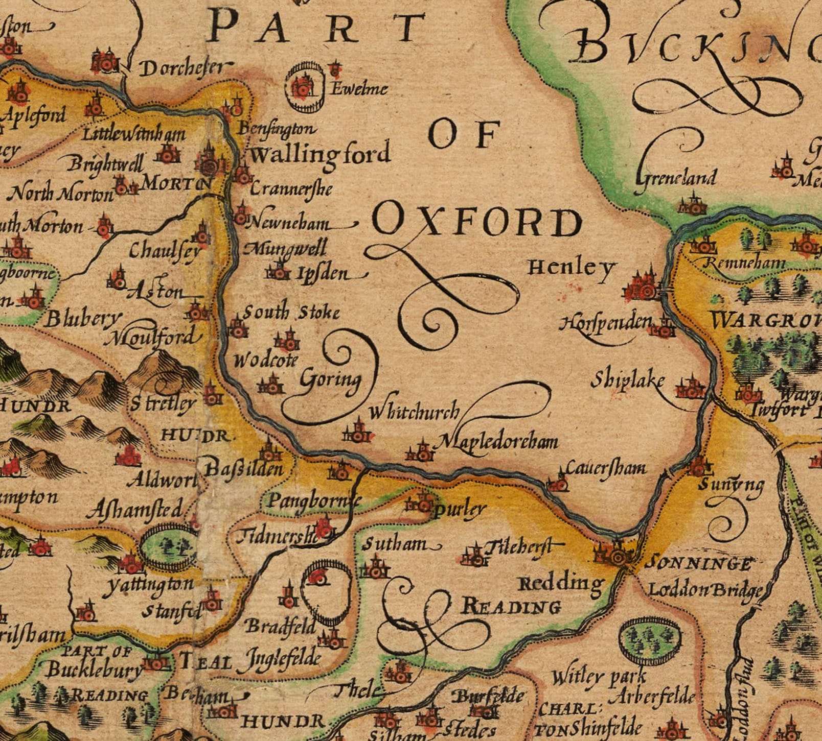 Old Map of Berkshire 1611 by John Speed - Reading, Slough, Bracknell ...