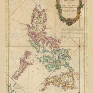 Rare Old Map of the Philippines by Bellin, 1752: Rococco Reduction of ...