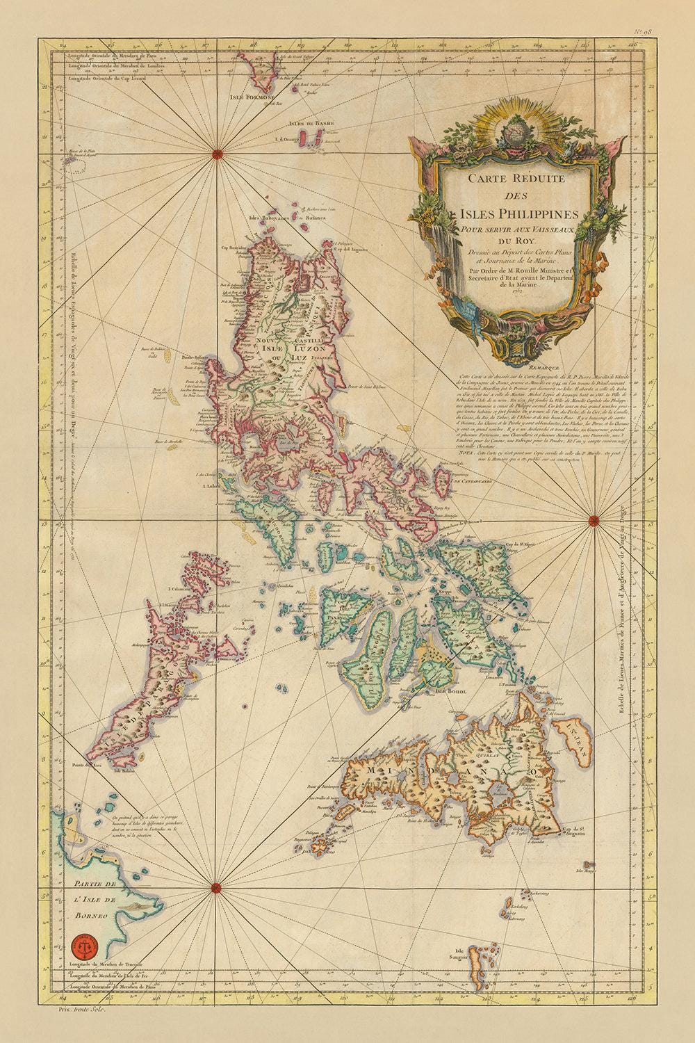 Rare Old Map of the Philippines by Bellin, 1752: Rococco Reduction of ...