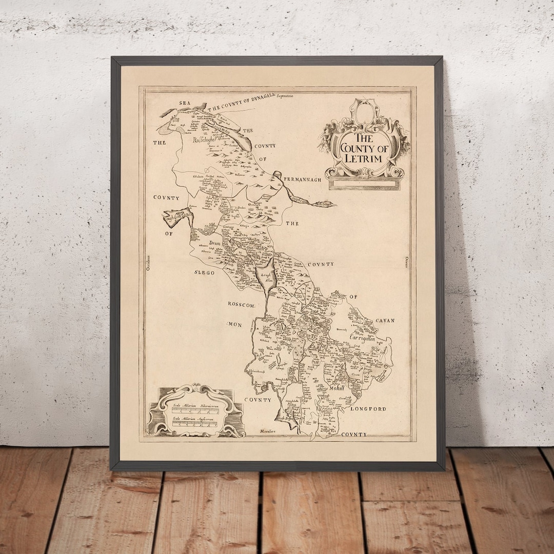 Old Map of County Leitrim by Petty, 1685: Carrick-on-shannon, Jamestown ...