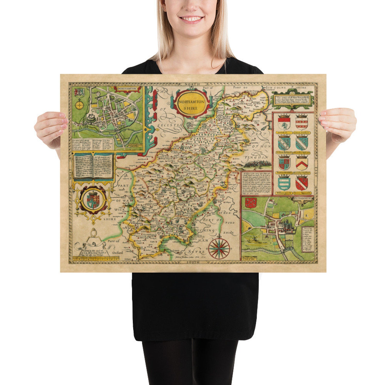 Old Map of Northamptonshire, 1611 by Speed - Northampton, Kettering ...