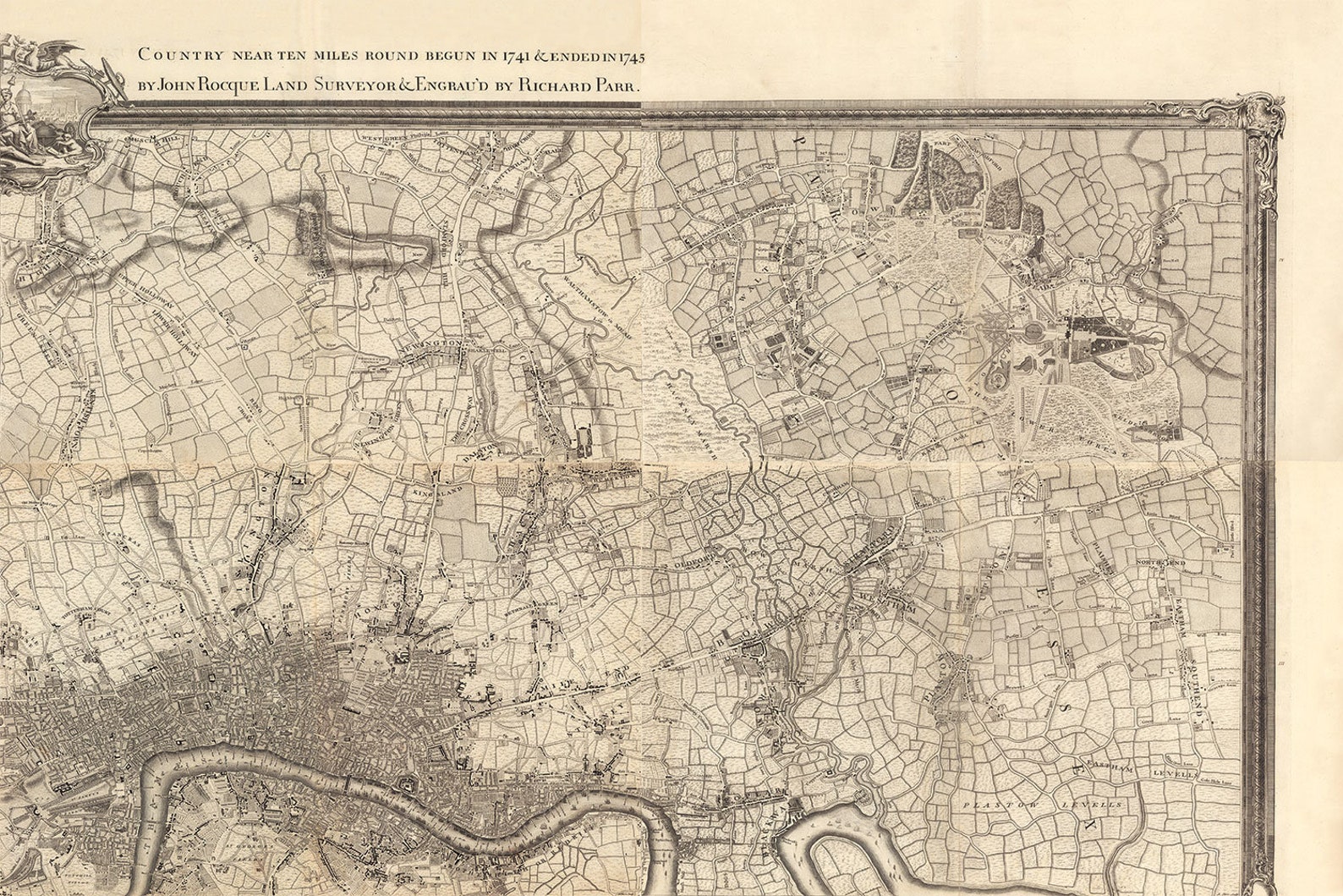 Old Map of London in 1746 - 4 Parts, Panels Framed, Unframed - John ...
