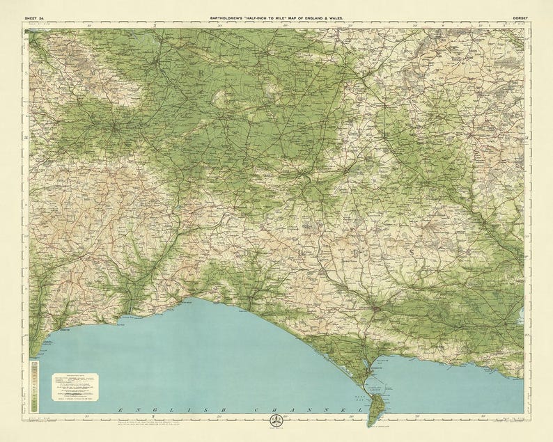 Old OS Map of Dorset by Bartholomew, 1901: Weymouth, Taunton, Yeovil ...
