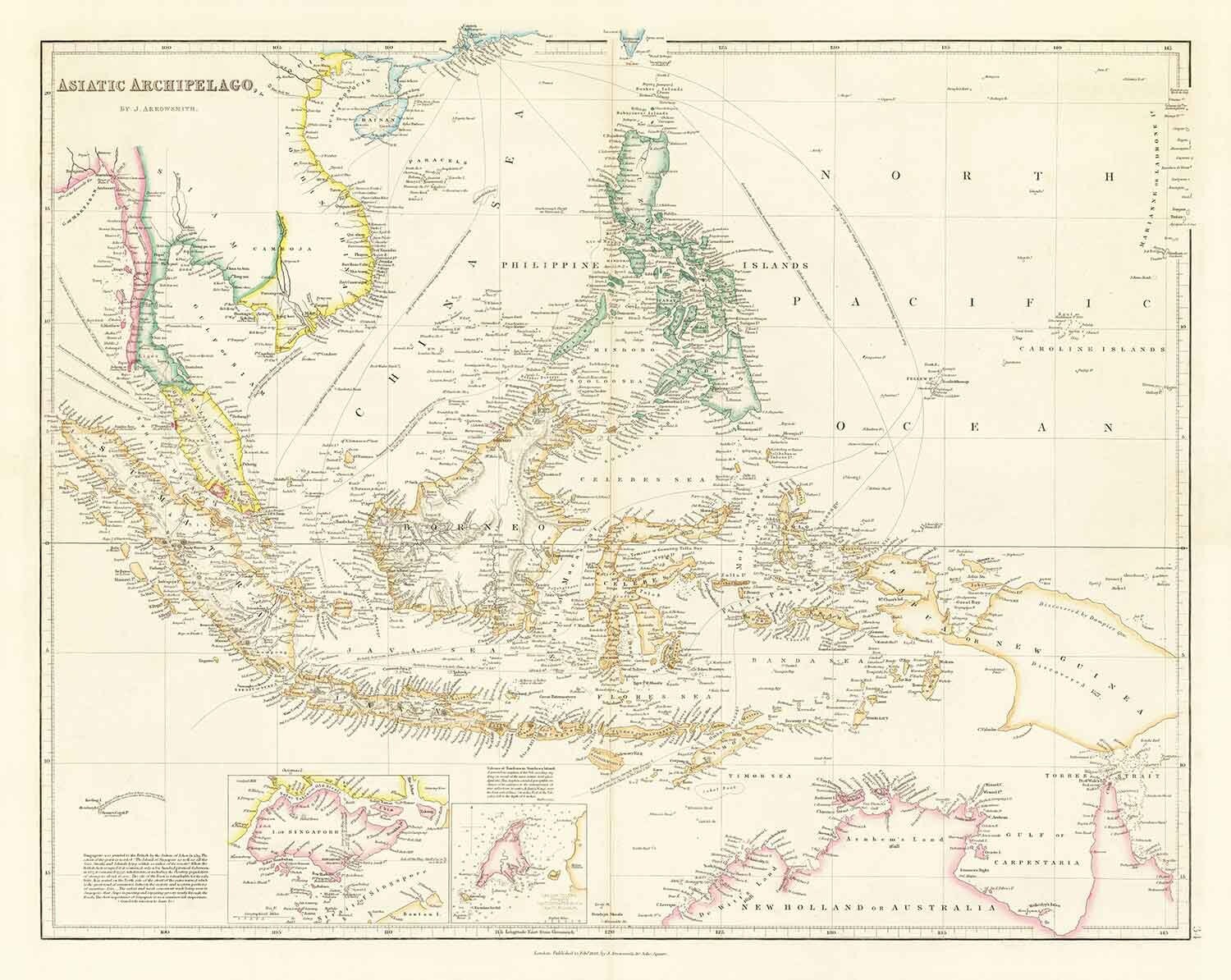 Old Map of Malay Archipelago & East Indies 1859 Southeast - Etsy