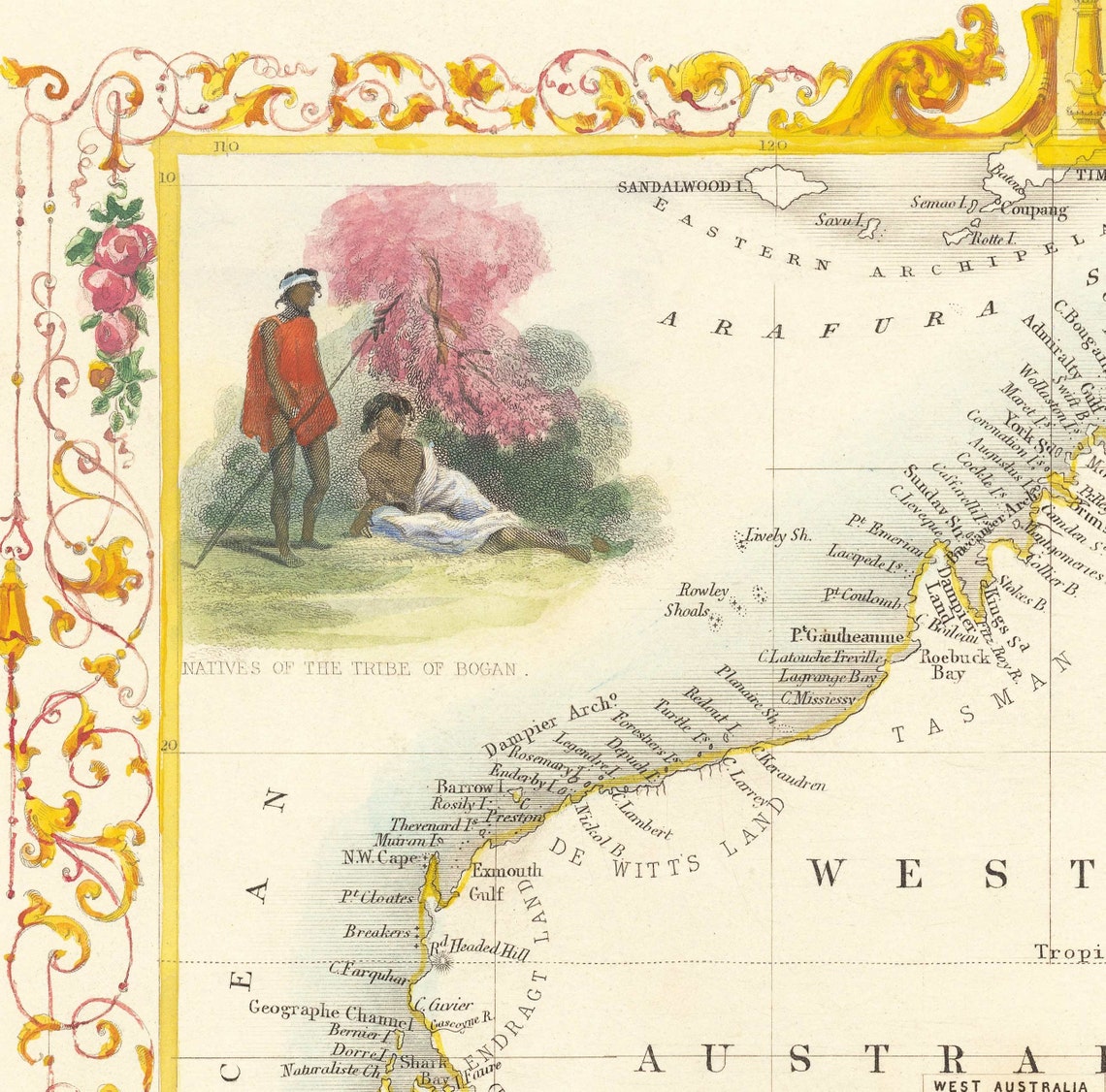 Old Map of Australia and Tasmania 1851 by Tallis & Rapkin - Etsy UK