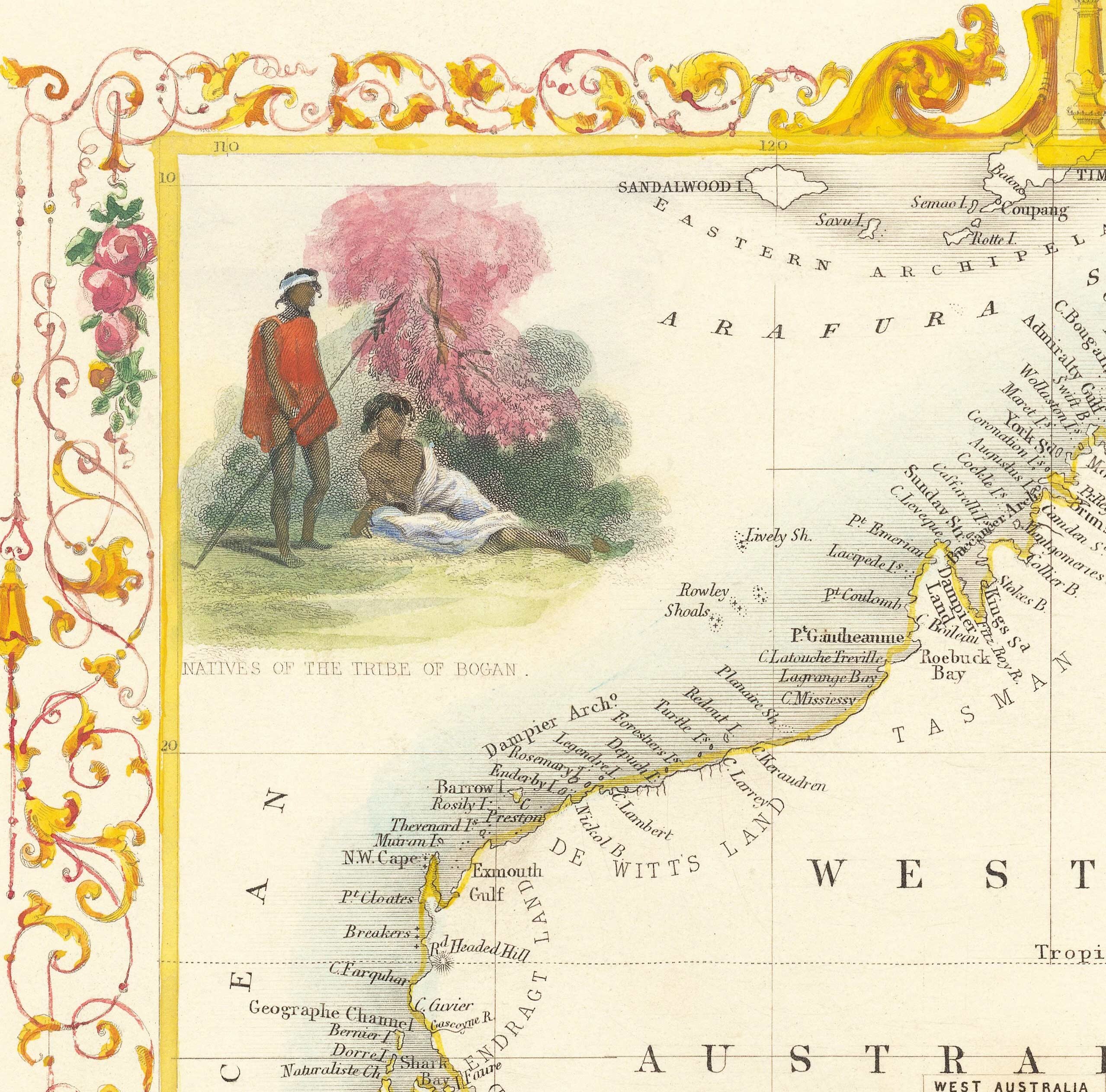 Old Map of Australia and Tasmania 1851 by Tallis & Rapkin - Etsy